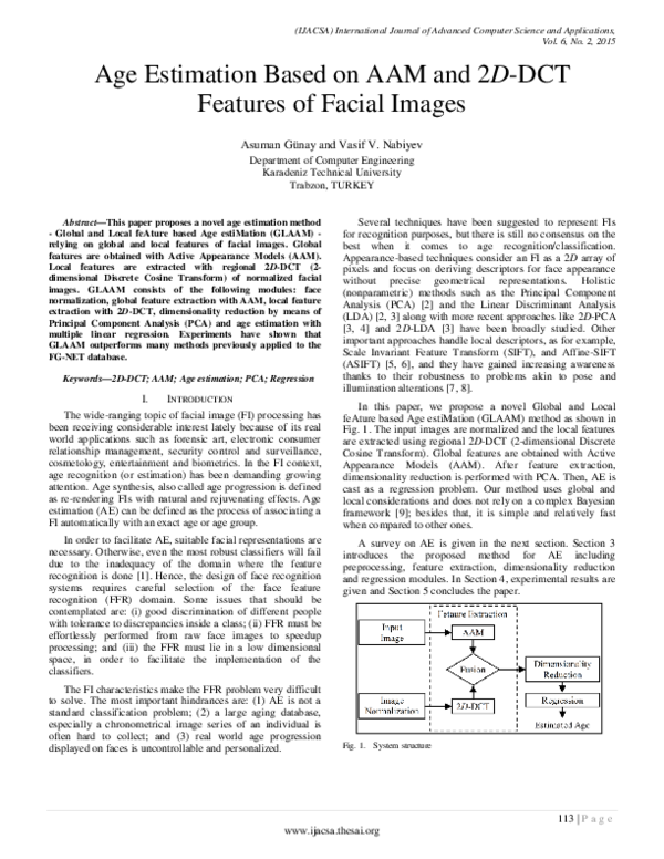 Pdf Age Estimation Based On Aam And 2d Dct Features Of Facial Images
