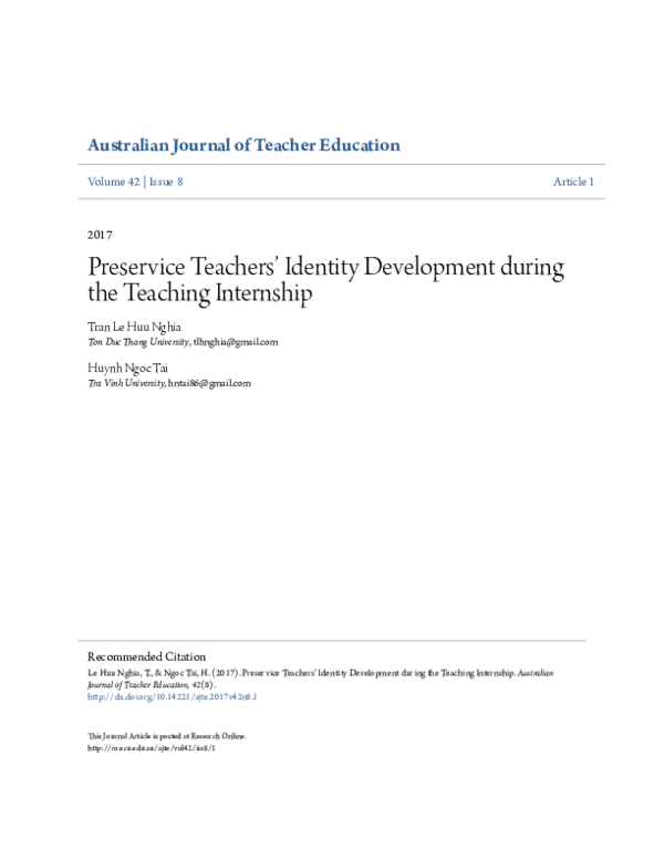 (PDF) Preservice Teachers’ Identity Development during the Teaching ...