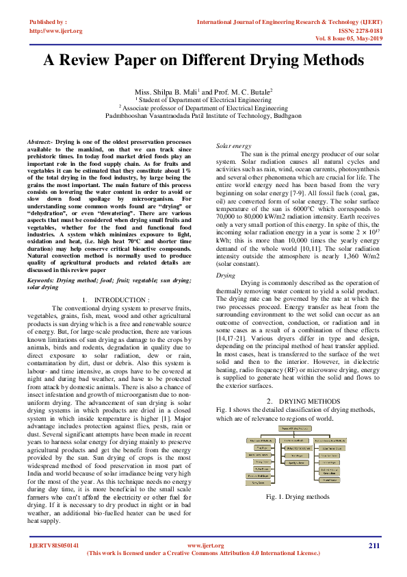 (PDF) A Review Paper on Different Drying Methods