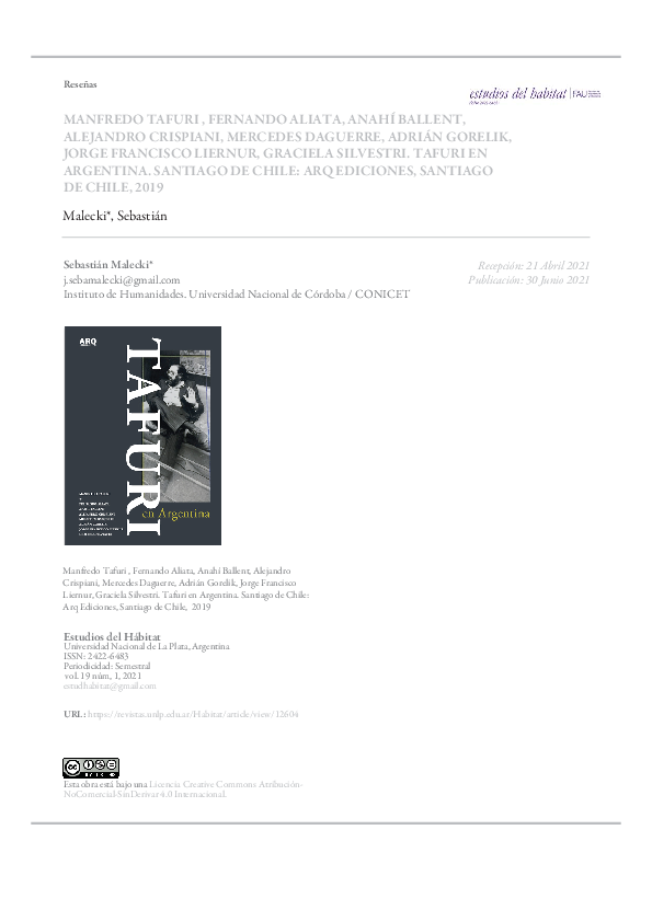 (PDF) Manfredo Tafuri, Fernando Aliata, Anahí Ballent, Alejandro ...