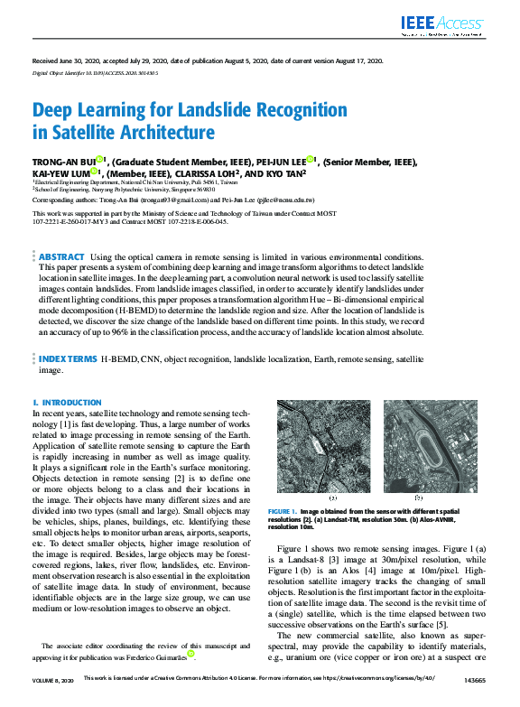 Pdf Deep Learning For Landslide Recognition In Satellite Architecture