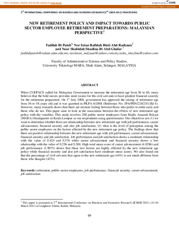 (PDF) New Retirement Policy and Impact Towards Public Sector Employee ...