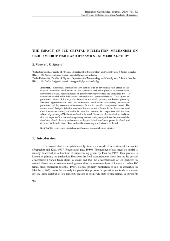 (PDF) Ice Crystal Nucleation Effects on Cloud Dynamics