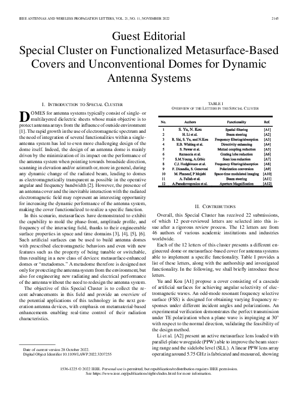 (PDF) Guest Editorial Special Cluster on Functionalized Metasurface ...