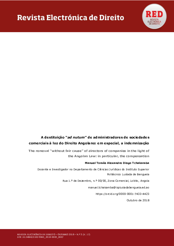 (PDF) A destituição “ad nutum” de administradores de sociedades ...