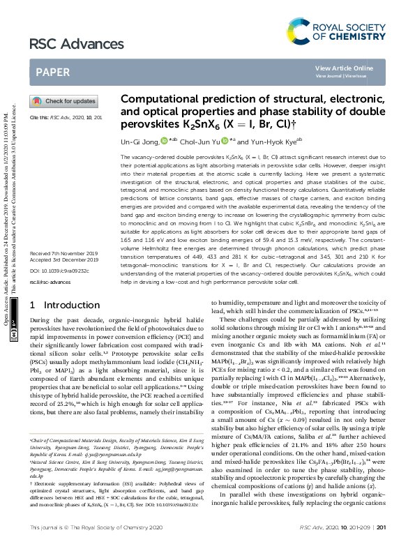 (PDF) Computational prediction of structural, electronic, and optical ...