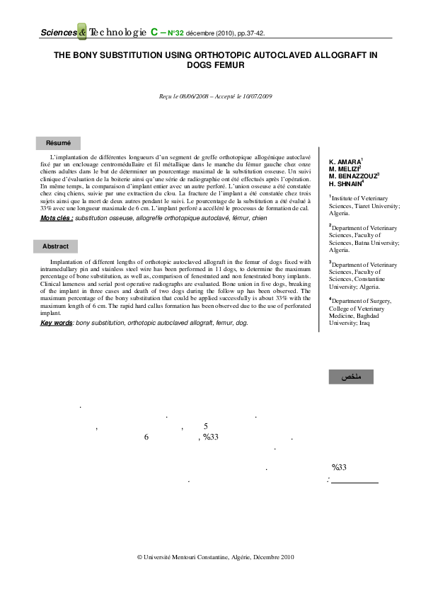 (PDF) The Bony Substitution Using Orthotopic Autoclaved Allograft in ...