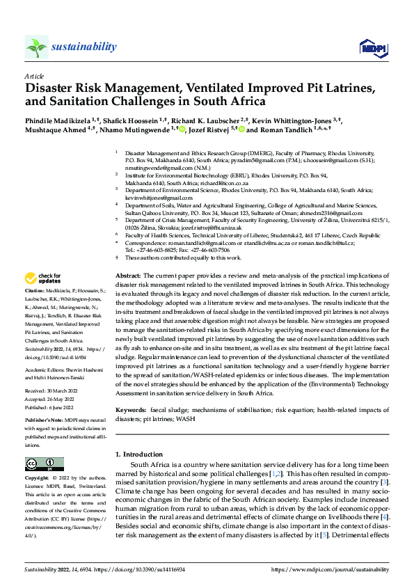 (PDF) Disaster Risk Management, Ventilated Improved Pit Latrines, and ...