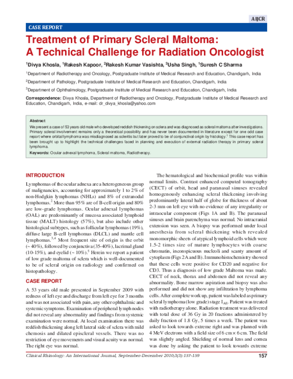 (PDF) Treatment of Primary Scleral Maltoma: A Technical Challenge for ...