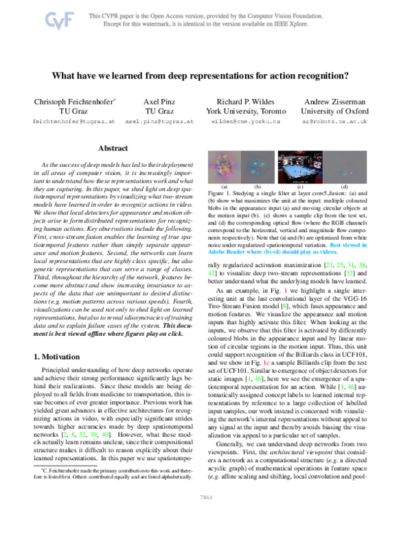 Pdf What Have We Learned From Deep Representations For Action