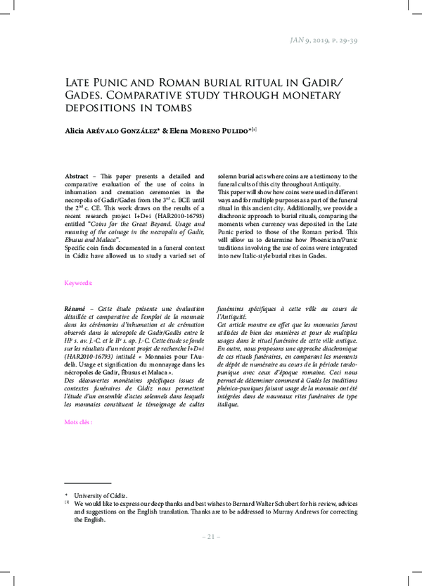 (PDF) Late Punic and Roman burial ritual in Gadir/ Gades. Comparative ...