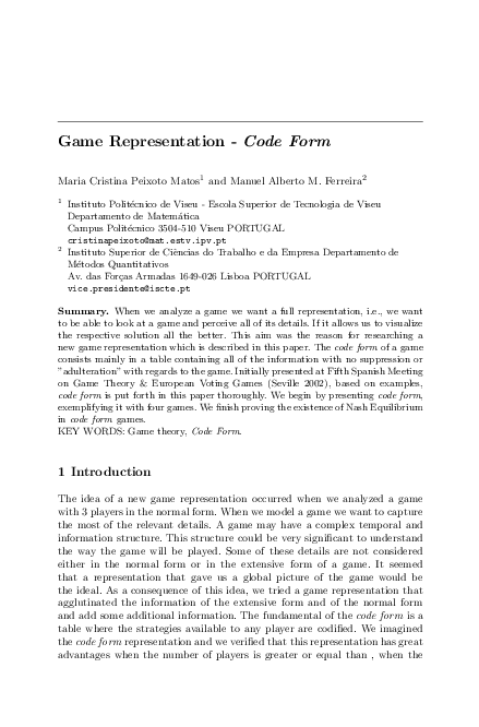 (PDF) Game Representation - Code Form