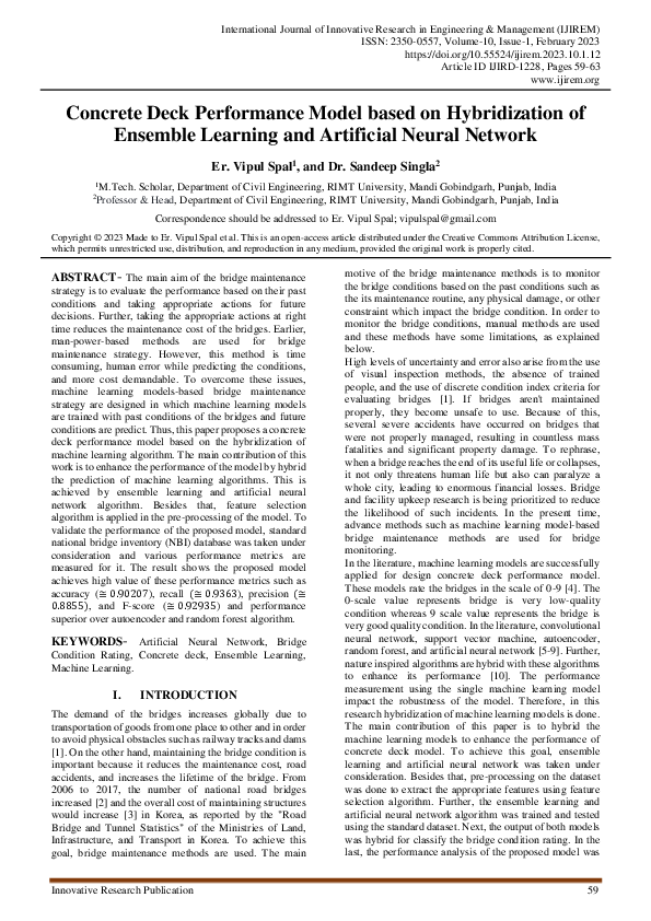 (PDF) Concrete Deck Performance Model based on Hybridization of Ensemble Learning and Artificial ...