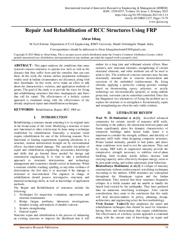 (PDF) Repair And Rehabilitation of RCC Structures Using FRP