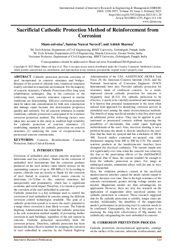 (PDF) Sacrificial Cathodic Protection Method of Reinforcement from ...