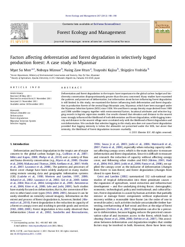(PDF) Factors affecting deforestation and forest degradation in ...