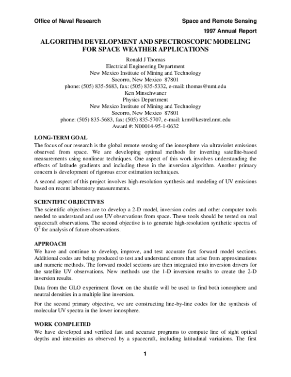 (PDF) Analysis of ARGOS Data, Algorithm Development and Spectroscopic ...