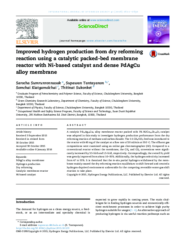 (PDF) Improved hydrogen production from dry reforming reaction using a catalytic packed-bed ...