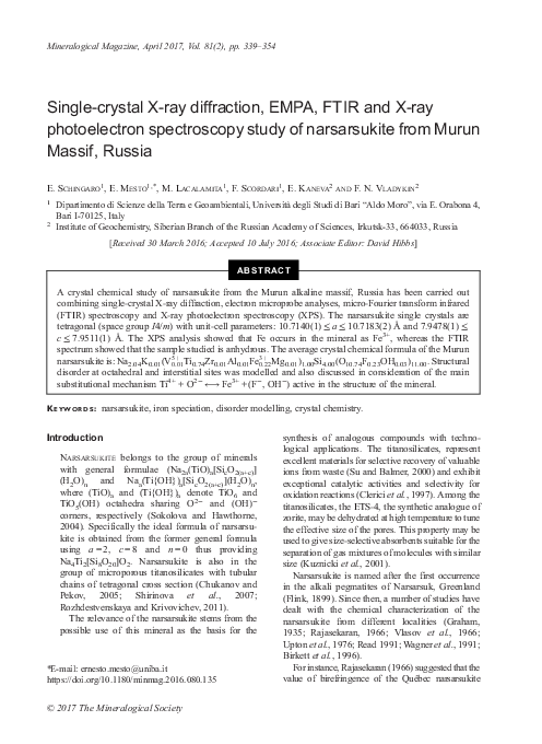 (PDF) Single-crystal X-ray diffraction, EMPA, FTIR and X-ray ...