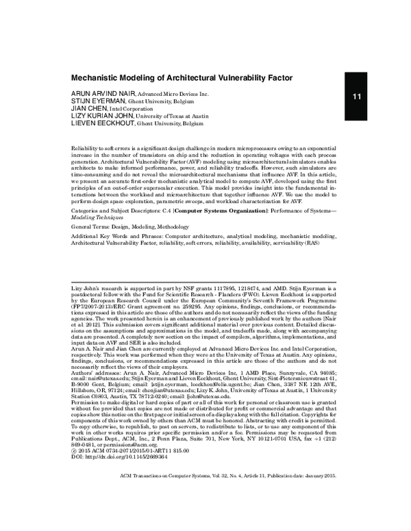 (PDF) A first-order mechanistic model for architectural vulnerability factor
