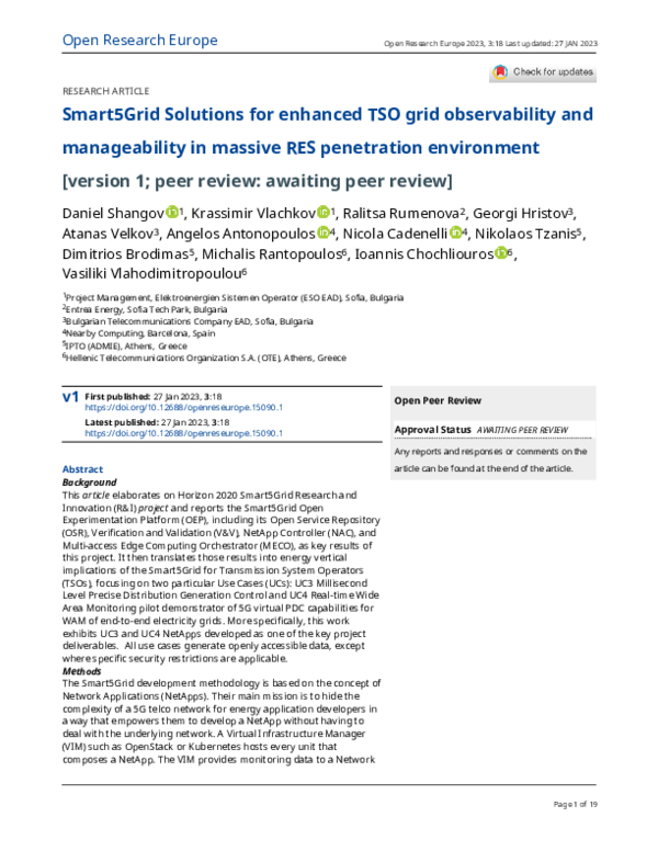 (PDF) Smart5Grid Solutions for enhanced TSO grid observability and manageability in massive RES ...