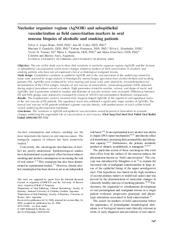 (PDF) Nucleolar organizer regions (AgNOR) and subepithelial ...