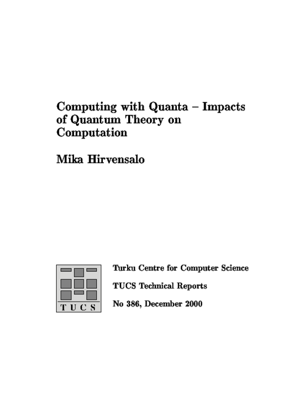 (PDF) Computing with quanta—impacts of quantum theory on computation
