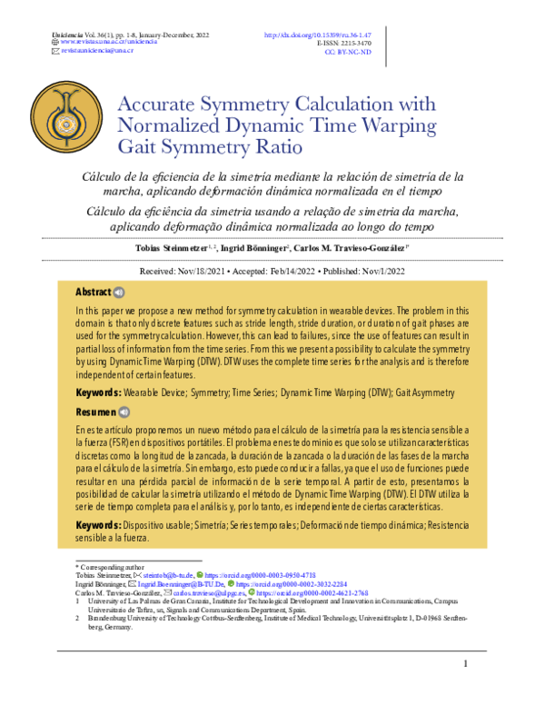 (PDF) Accurate Symmetry Calculation with Normalized Dynamic Time Warping Gait Symmetry Ratio