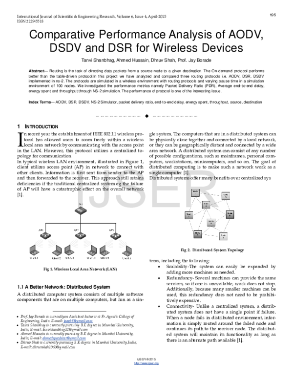 (PDF) Comparative Performance Analysis of AODV, DSDV and DSR for Wireless Devices