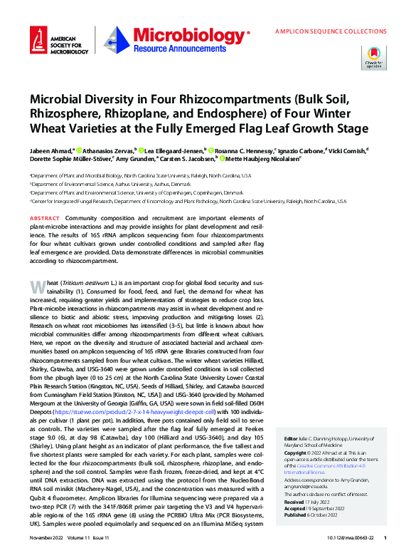 (PDF) Microbial Diversity in Four Rhizocompartments (Bulk Soil, Rhizosphere, Rhizoplane, and ...