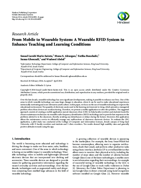 From Mobile to Wearable System: A Wearable RFID System to Enhance ...