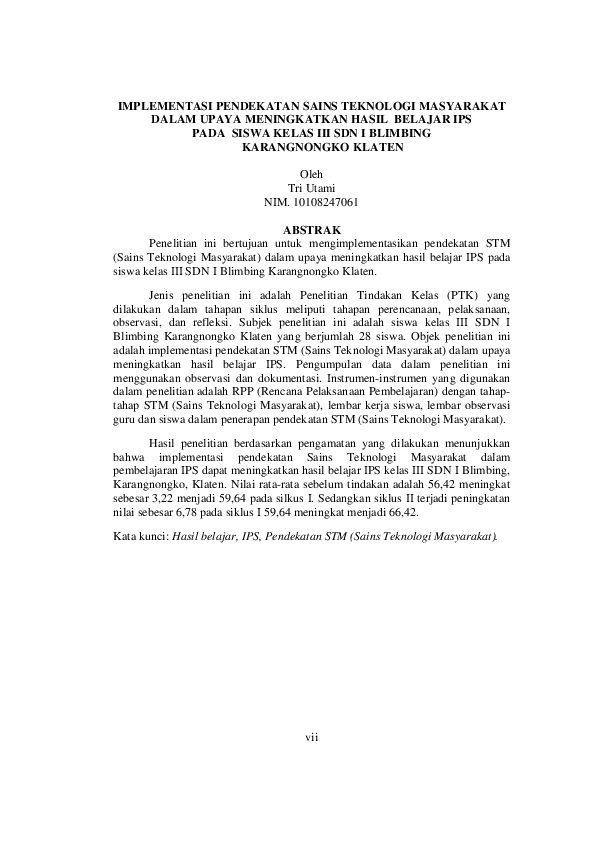 (PDF) Implementasi Pendekatan Sains Teknologi Masyarakat Dalam Upaya Meningkatkan Hasil Belajar ...