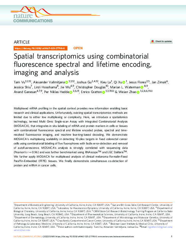 Pdf Spatial Transcriptomics Using Combinatorial Fluorescence Spectral