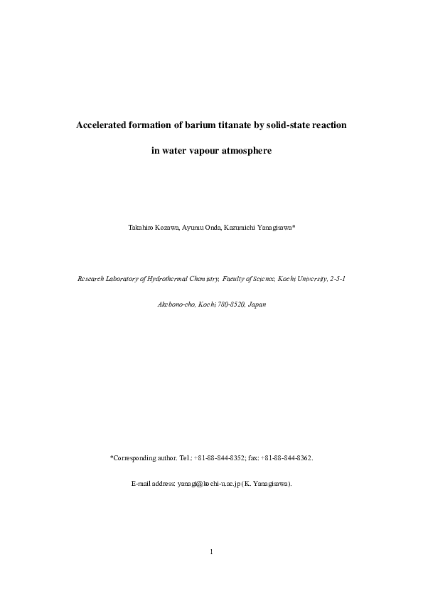 (PDF) Accelerated formation of barium titanate by solid-state reaction ...