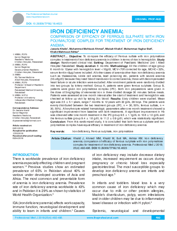 (PDF) Iron Deficiency Anemia