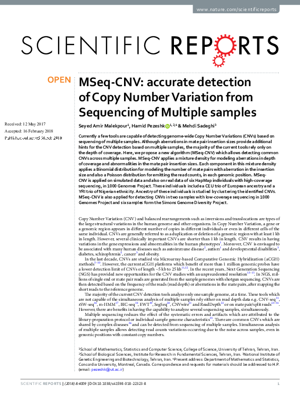Pdf Mseq Cnv Accurate Detection Of Copy Number Variation From