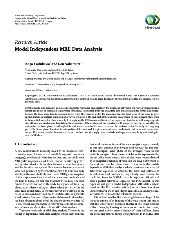 (PDF) Model Independent MRE Data Analysis
