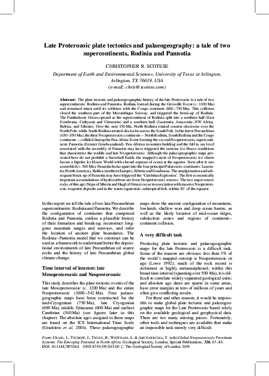 (PDF) Late Proterozoic plate tectonics and palaeogeography: a tale of ...