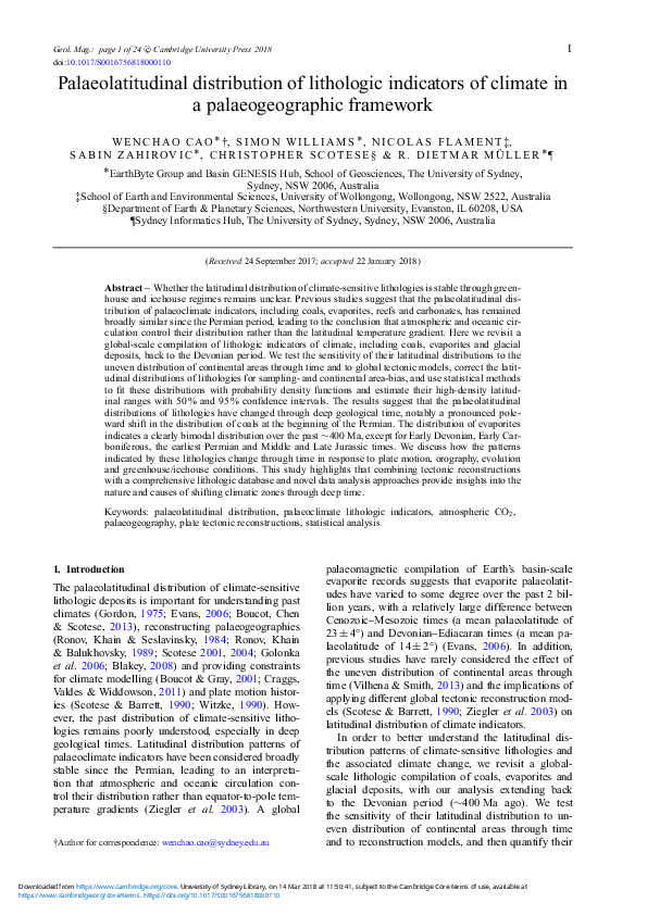(PDF) Paleolatitudinal distribution of lithologic indicators of climate ...