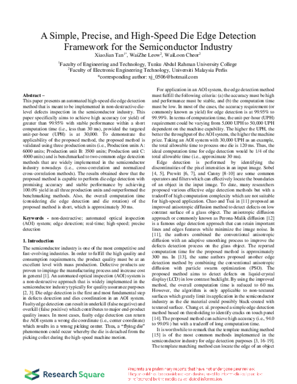 (PDF) A Simple, Precise, and High-Speed Die Edge Detection Framework ...