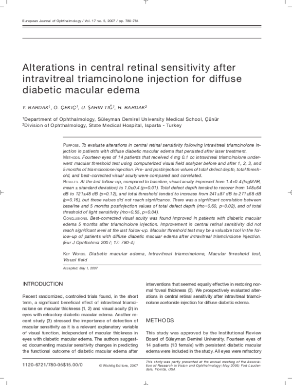 (PDF) Alterations in Central Retinal Sensitivity after Intravitreal ...