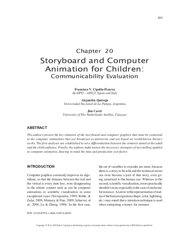(PDF) Storyboard and Computer Animation for Children