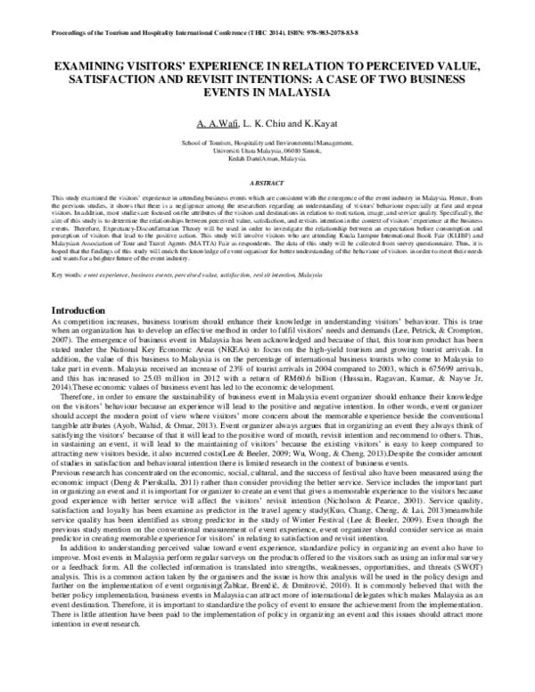 (PDF) Examining visitors' experience in relation to perceived value ...