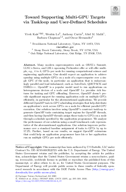Pdf Toward Supporting Multi Gpu Targets Via Taskloop And User Defined Schedules