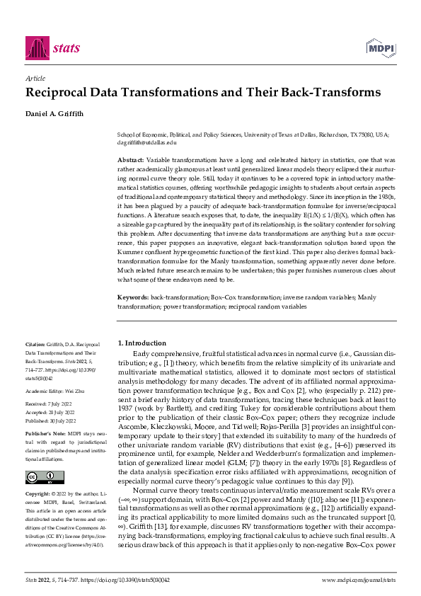 (PDF) Reciprocal Data Transformations and Their Back-Transforms