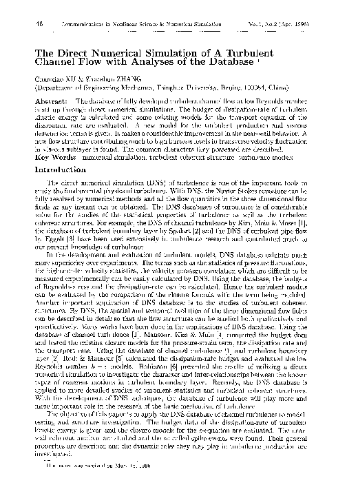 (PDF) The direct numerical simulation of a turbulent channel flow with analyses of the database