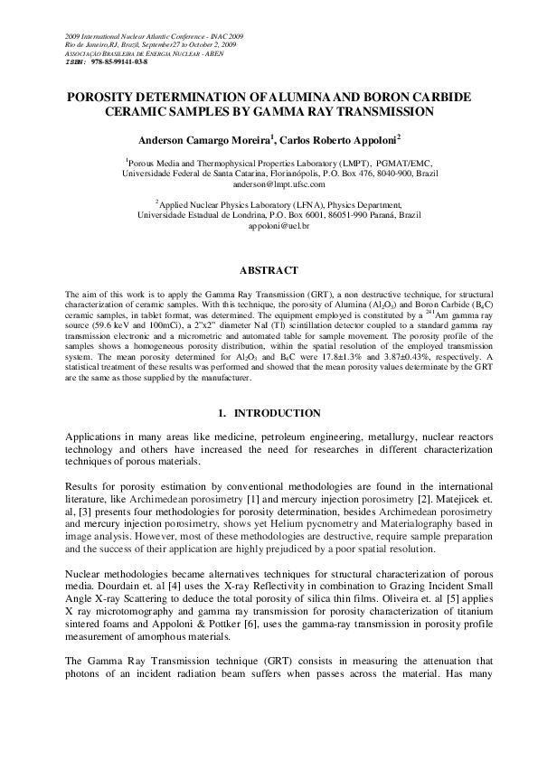 (PDF) Porosity Determination of Alumina and Boron Carbide Ceramic ...
