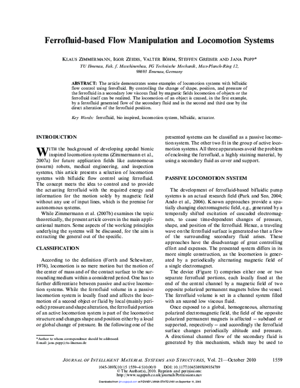 (PDF) Ferrofluid-based Flow Manipulation and Locomotion Systems