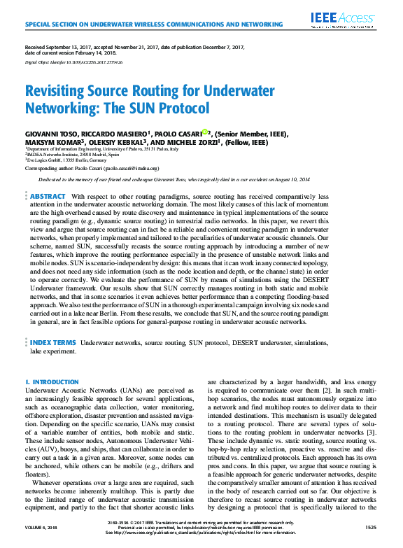 Pdf Revisiting Source Routing For Underwater Networking The Sun Protocol