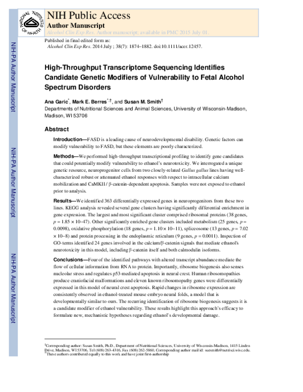 (PDF) High-Throughput Transcriptome Sequencing Identifies Candidate Genetic Modifiers of ...